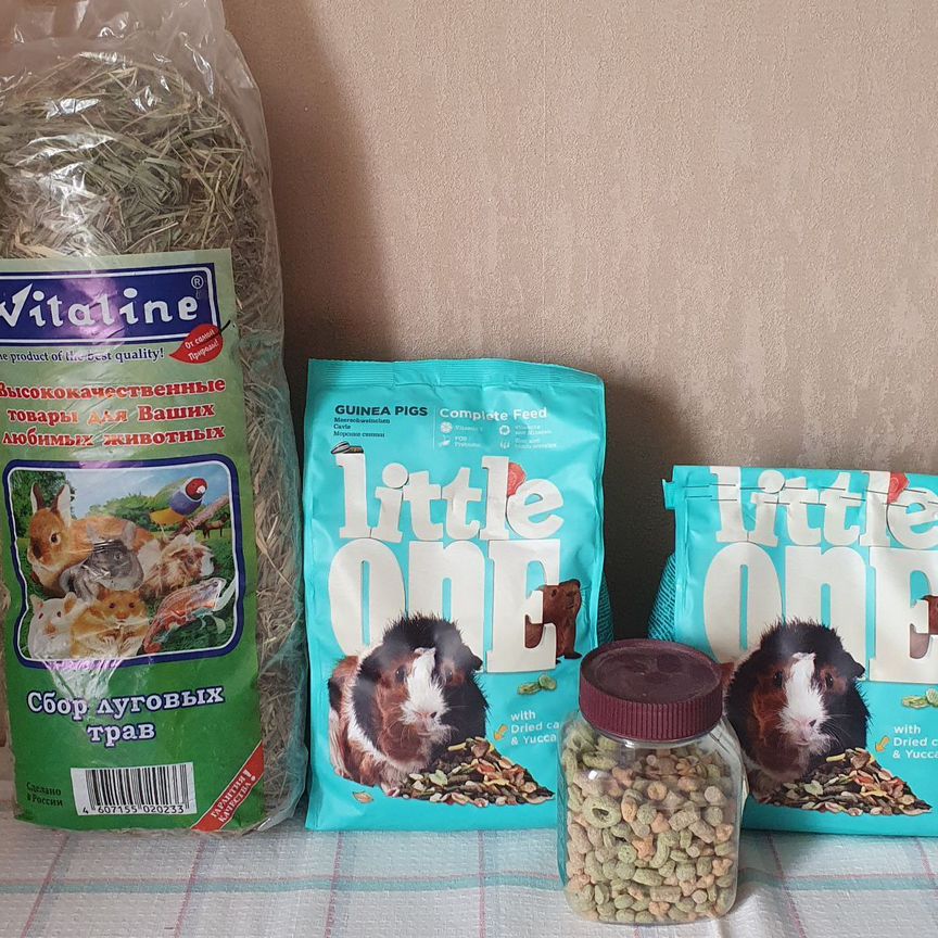 Корм Little one и сено vitaline для морских свинок