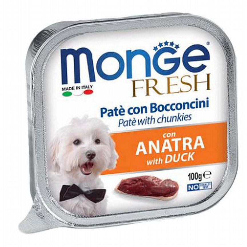 Корм для собак Monge Fresh Pate (Утка) 100 г