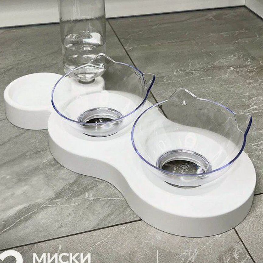 Тройная миска для кошек