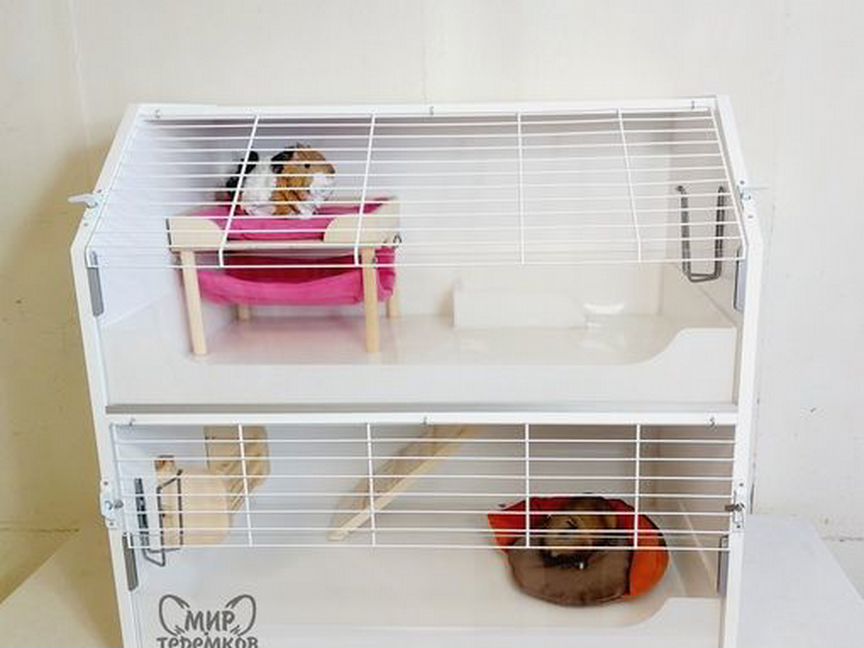 Клетка-стеллаж для морских свинок, равные этажи