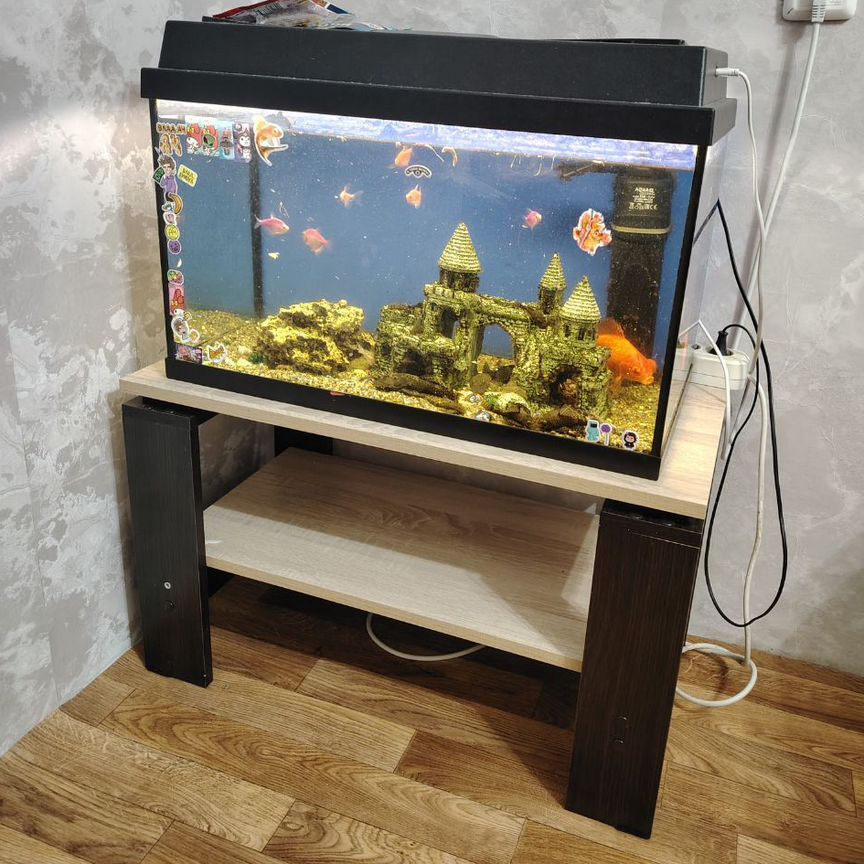 Аквариум с тумбой и рыбками