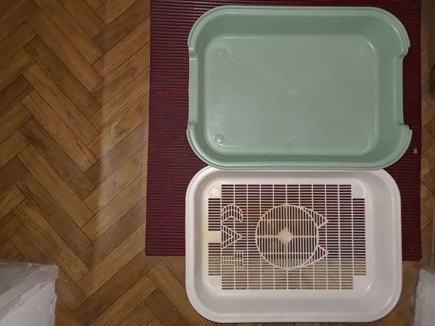 Кашачый туалет новый. зелионий дном а сверху белый