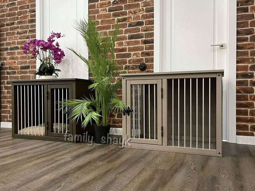 Интерьерная деревянная клетка-тумба для собак