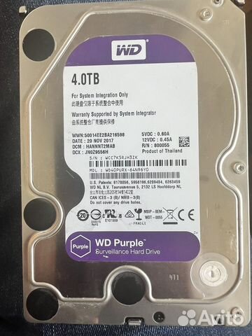 Жесткий диск WD purple 4tb купить в Москве | Электроника | Авито