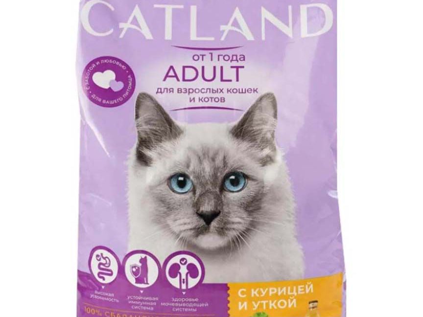 Корм «Catland» для кошек с курицей и уткой 1,3 кг