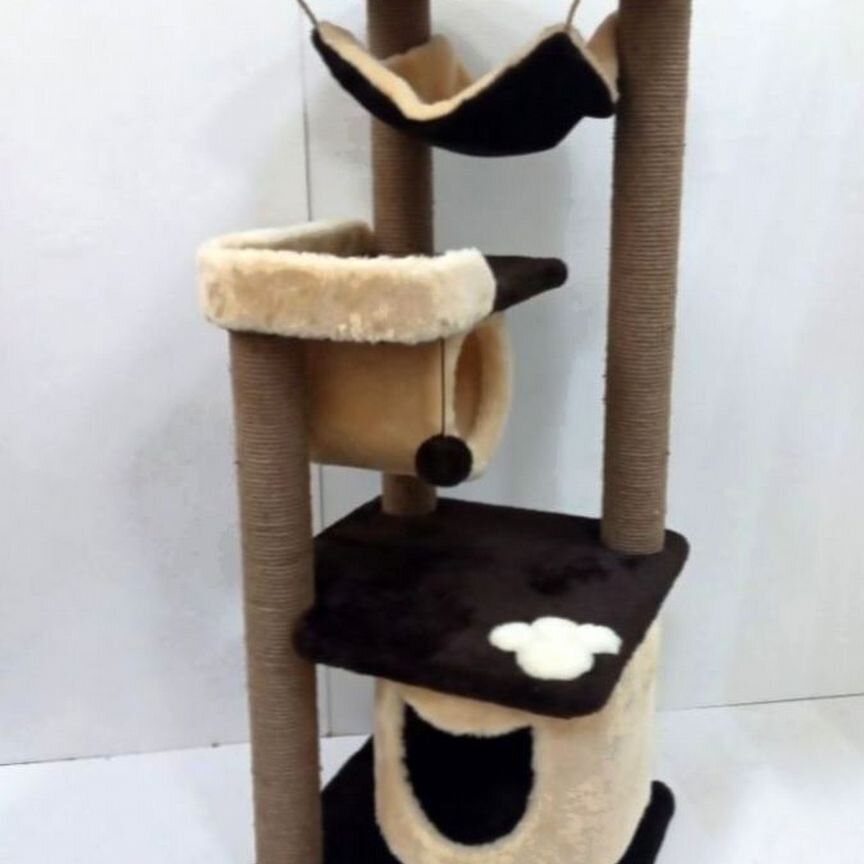 Качественный когтеточка-комплекс для кошек с домиком (Арт-41) с гарантией