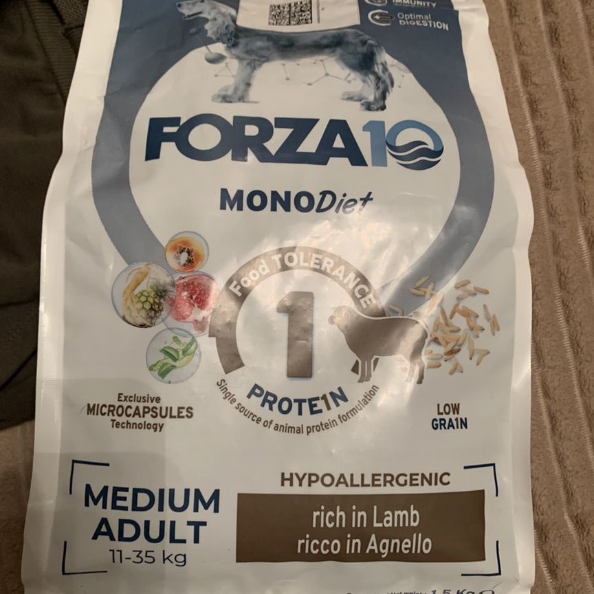 Корм доя собак монодиет ягненок рис forza 10