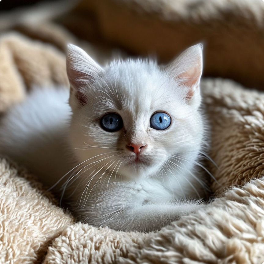 Белый котенок