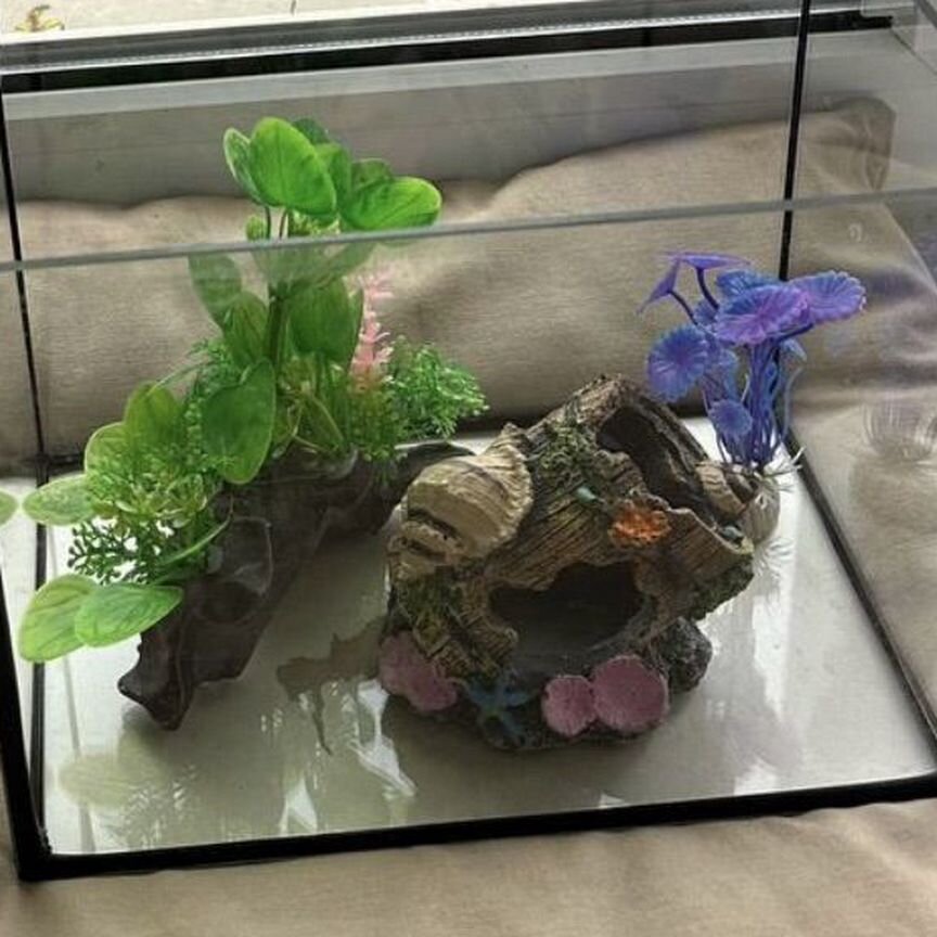 Аквариум новый на 10л с растениями и эл кормушкой