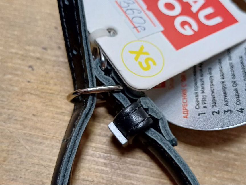 Ошейник кожаный Wau Dog с адресником