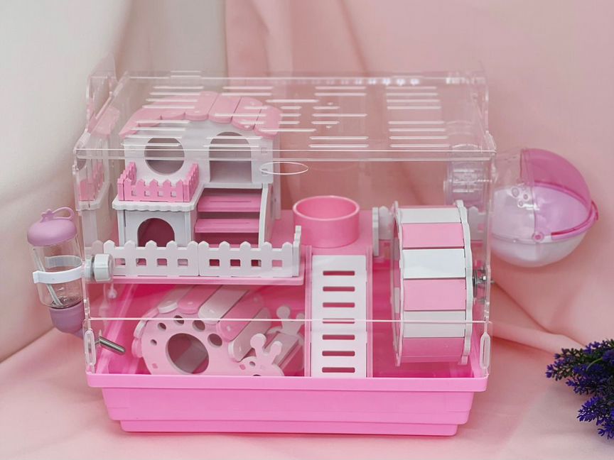 Прозрачная клетка для хомяка (розовая)