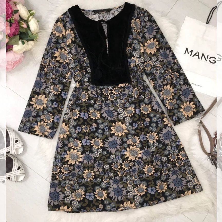 Zara платье хлопок, длина 78 см S