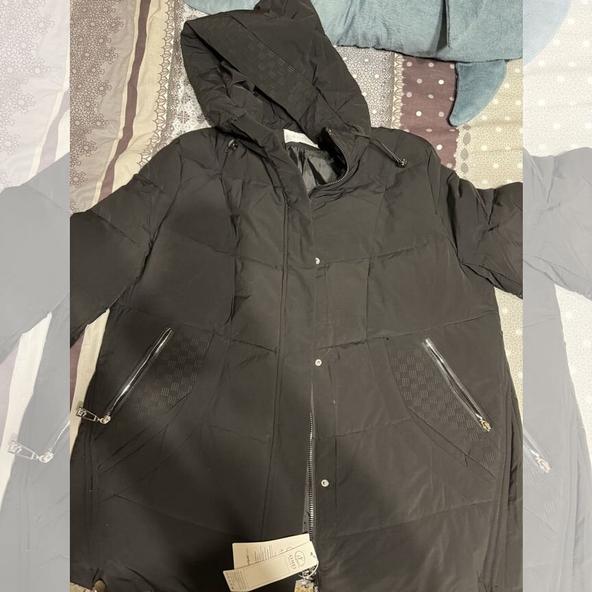 Куртка черная зимняя женская 62-64