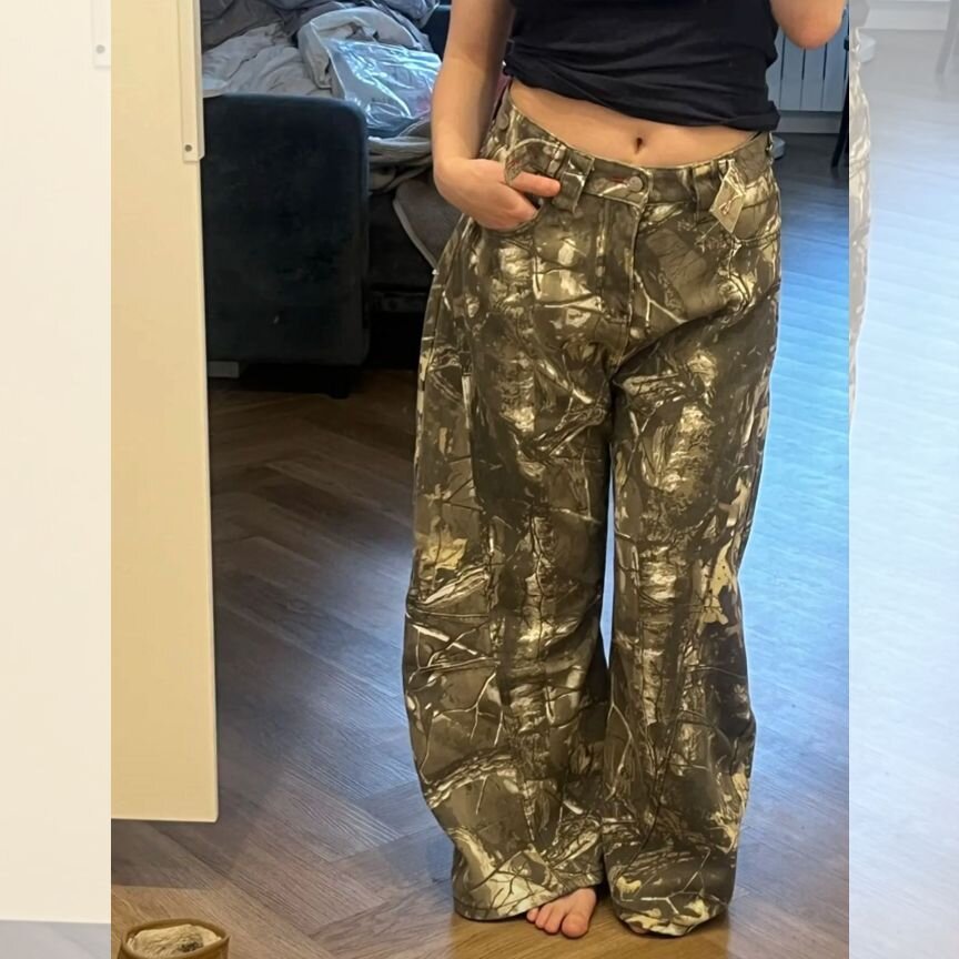 Джинсы широкие кам